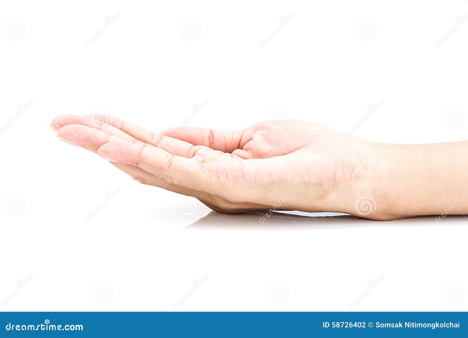 Woman Hands with Open Palms Over White Table Stock Photo - Image of ...