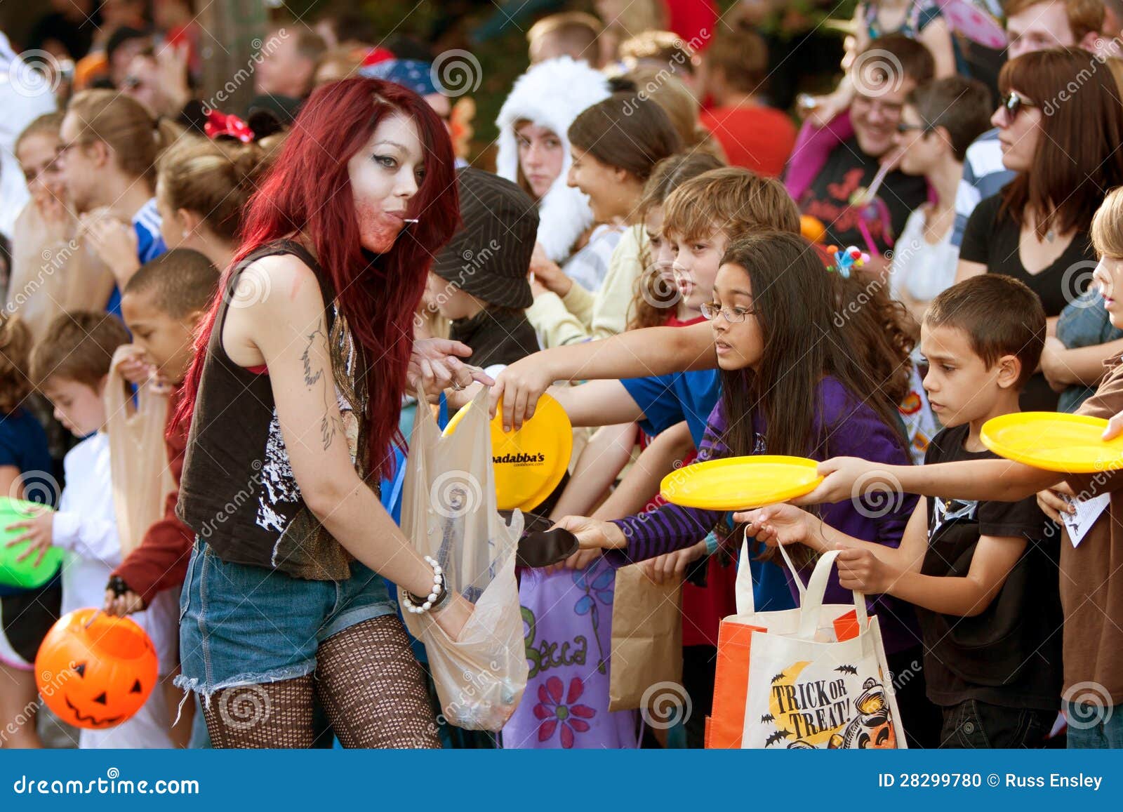 Woman Hands Out Candy at Halloween Parade Editorial Image - Image of ...