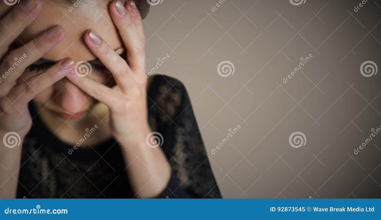 Woman Hands Over Face Against Brown Background Stock Illustration ...