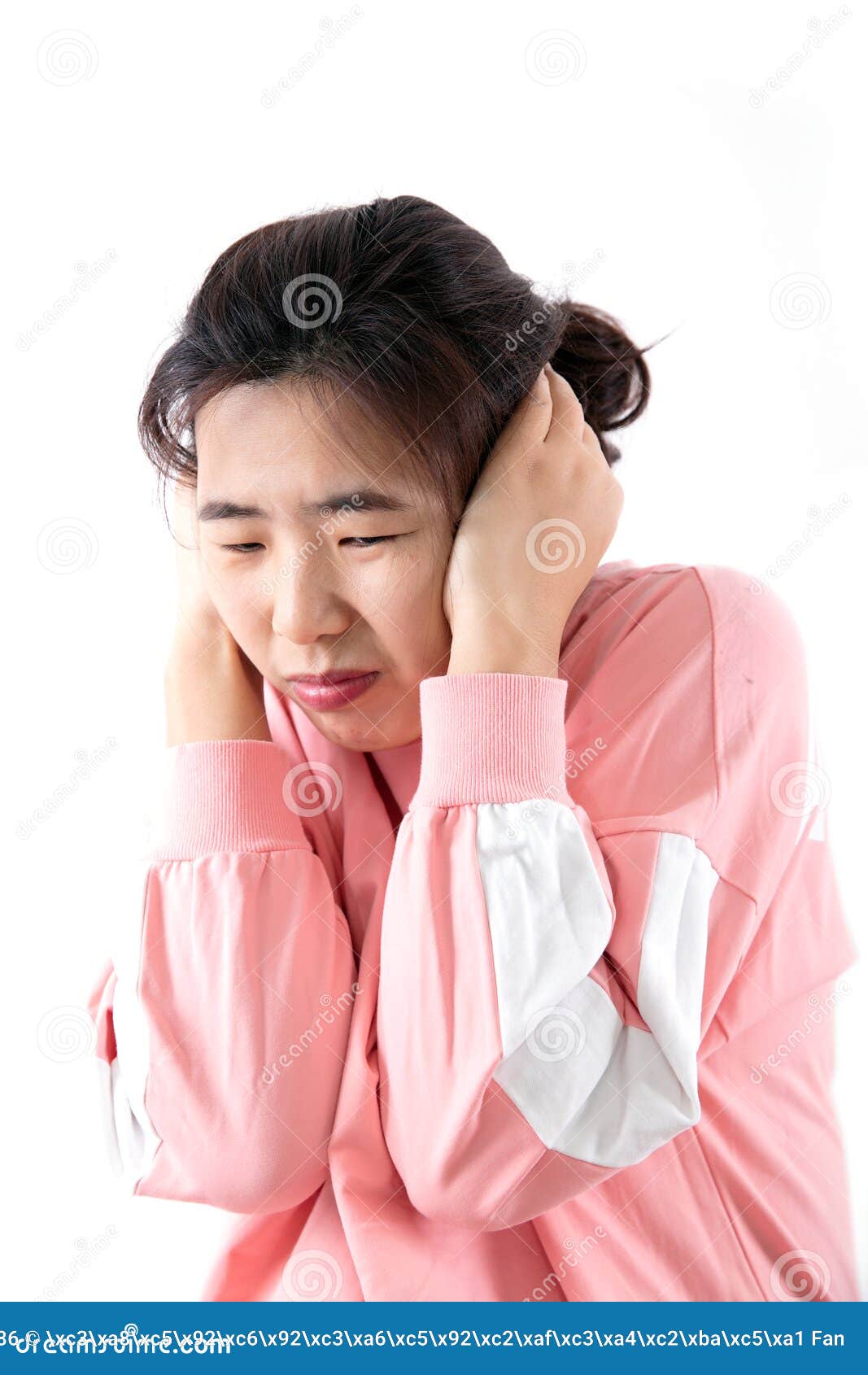 A Woman with Hands Over Her Ears Stock Photo - Image of black, asian ...
