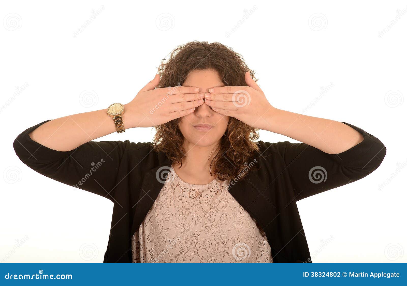 Woman with Hands Over Her Eyes Stock Photo - Image of senses, covering ...