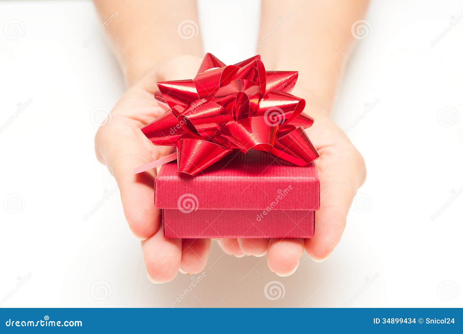 Woman hands with present stock photo. Image of giving - 34899434