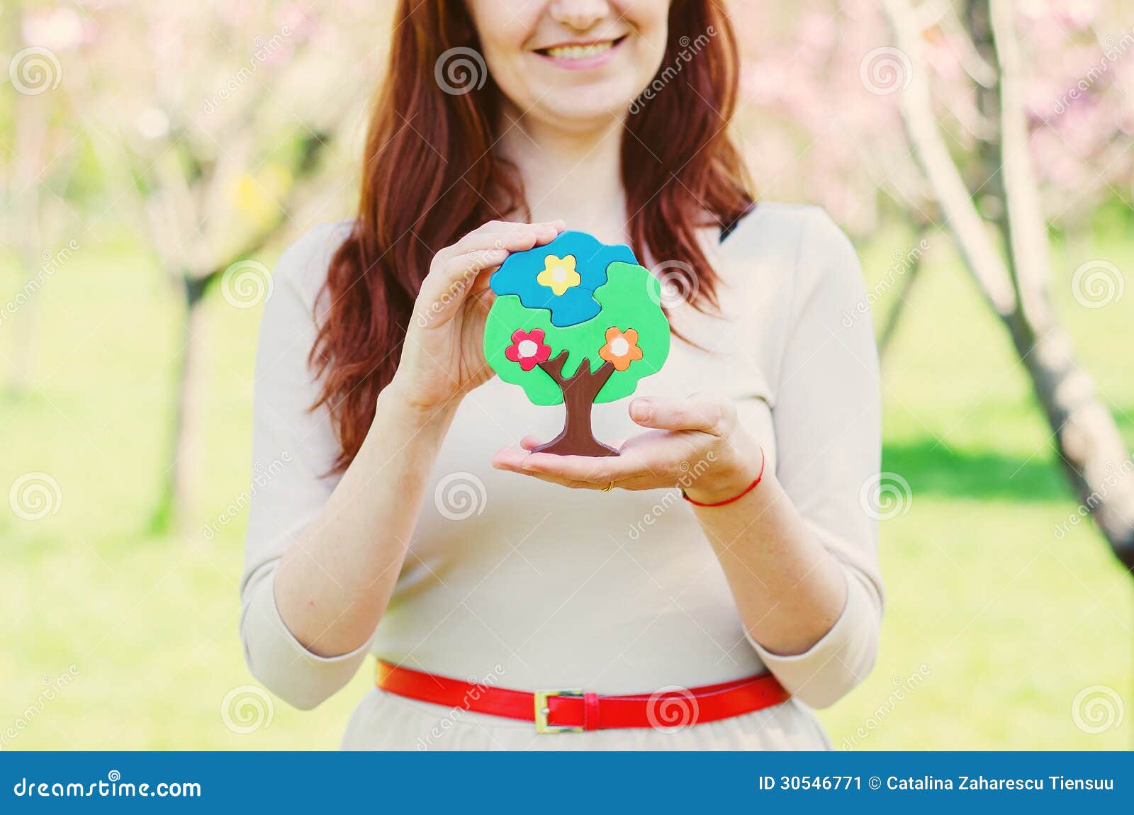 Woman Hands Protecting a Tree Stock Image - Image of smile, puzzle ...