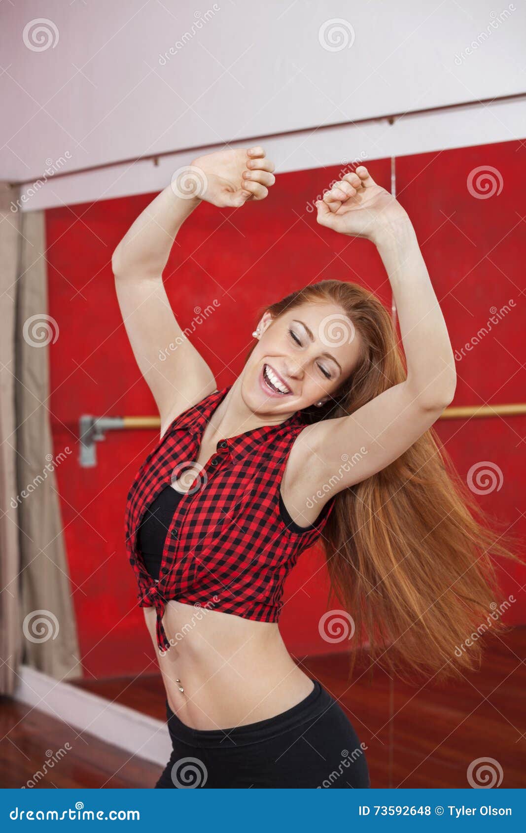 Woman with Hands Raised Dancing in Zumba Class Stock Photo - Image of ...