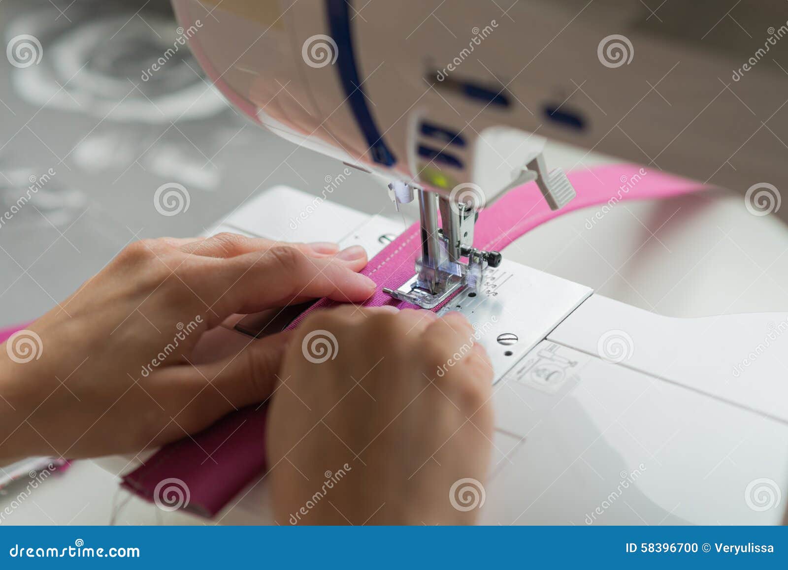 Woman Hands Sewing on Sewing Machine Stock Photo - Image of finger ...