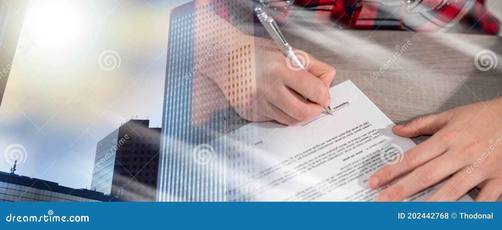 Woman Hands Signing a Document; Multiple Exposure Stock Photo - Image ...
