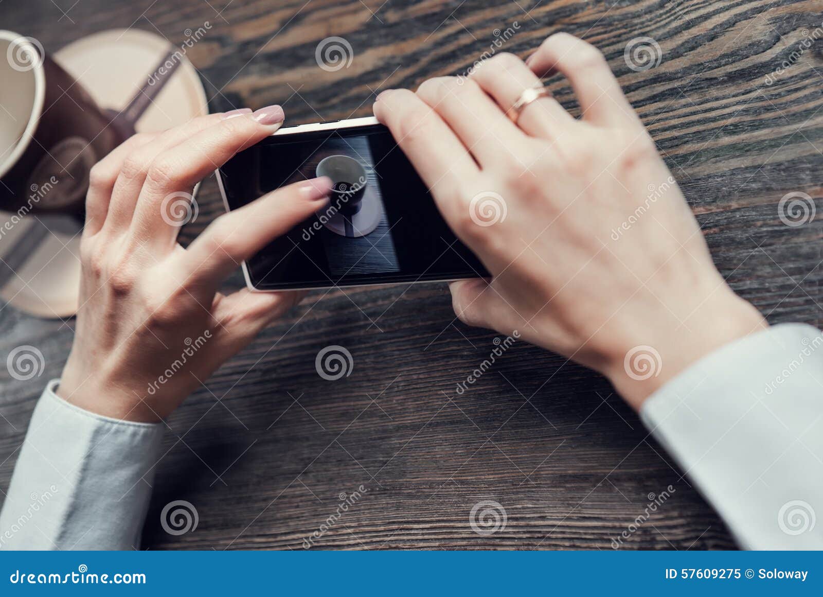 Woman Hands with Touch Screen Smartphone Stock Image - Image of food ...