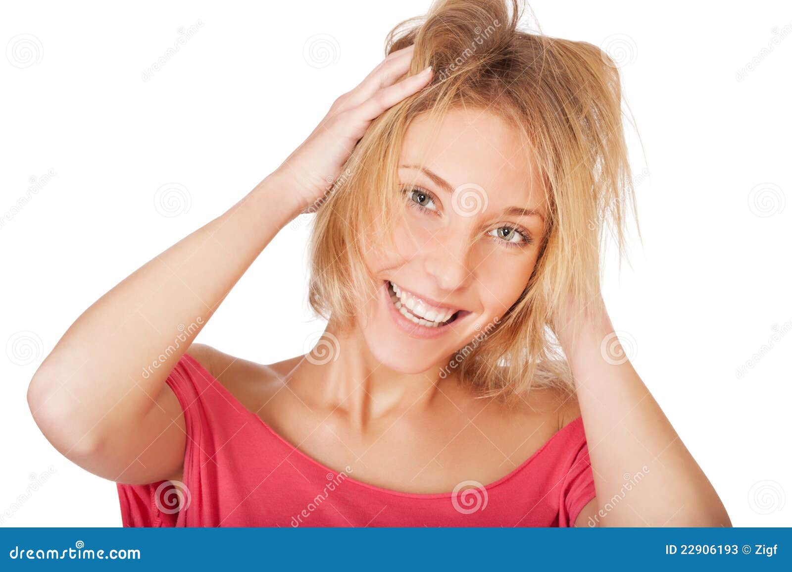 Woman with Hands Touching Her Hair Stock Image - Image of lovely ...
