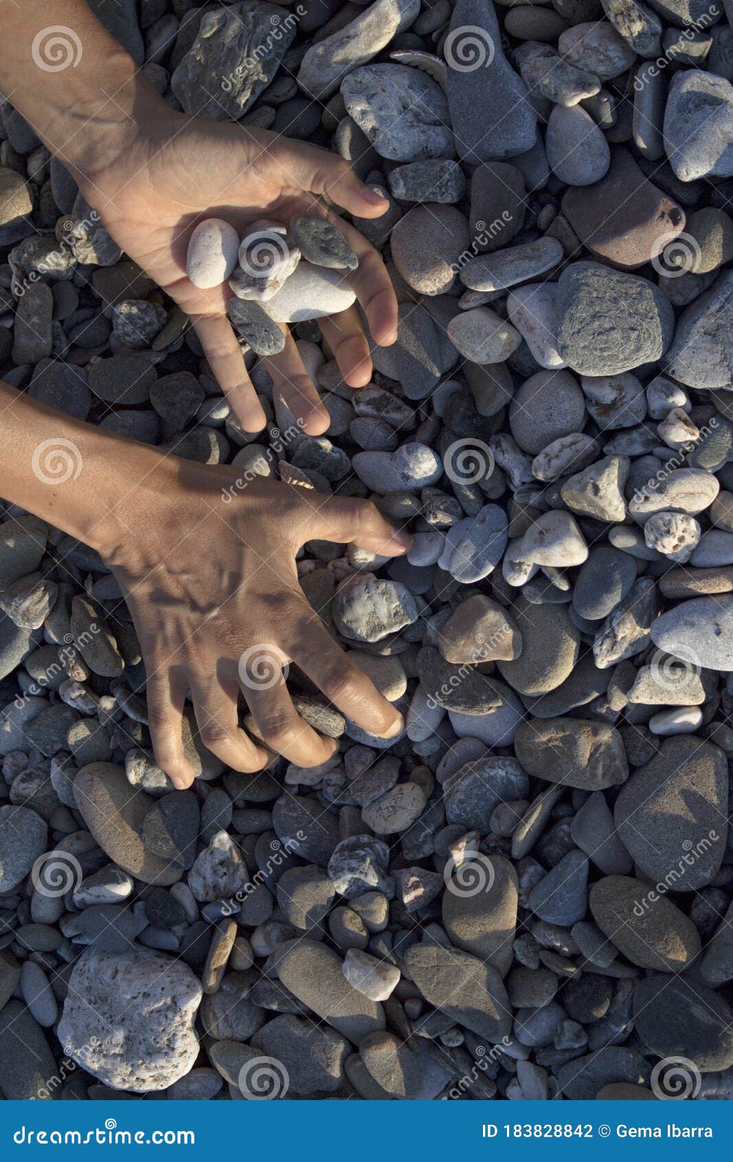 Woman Hands Touching Stones on the Beach Stock Photo - Image of ...