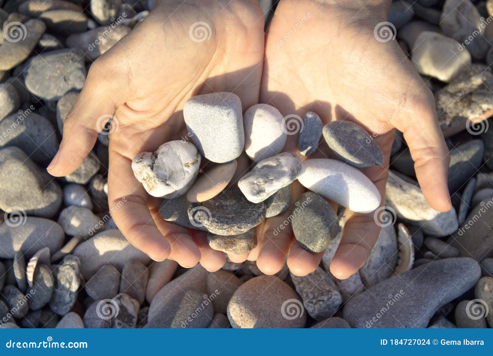Woman Hands Touching Stones on the Beach Stock Photo - Image of dream ...
