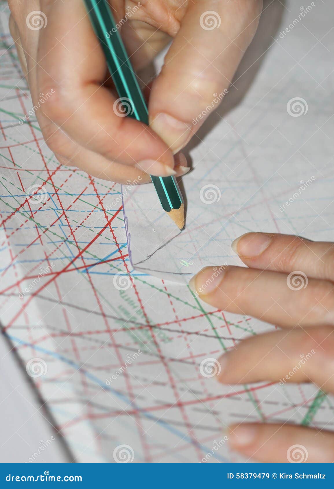 The Woman Hands Tracing the Sewing Drawing Stock Image - Image of ...