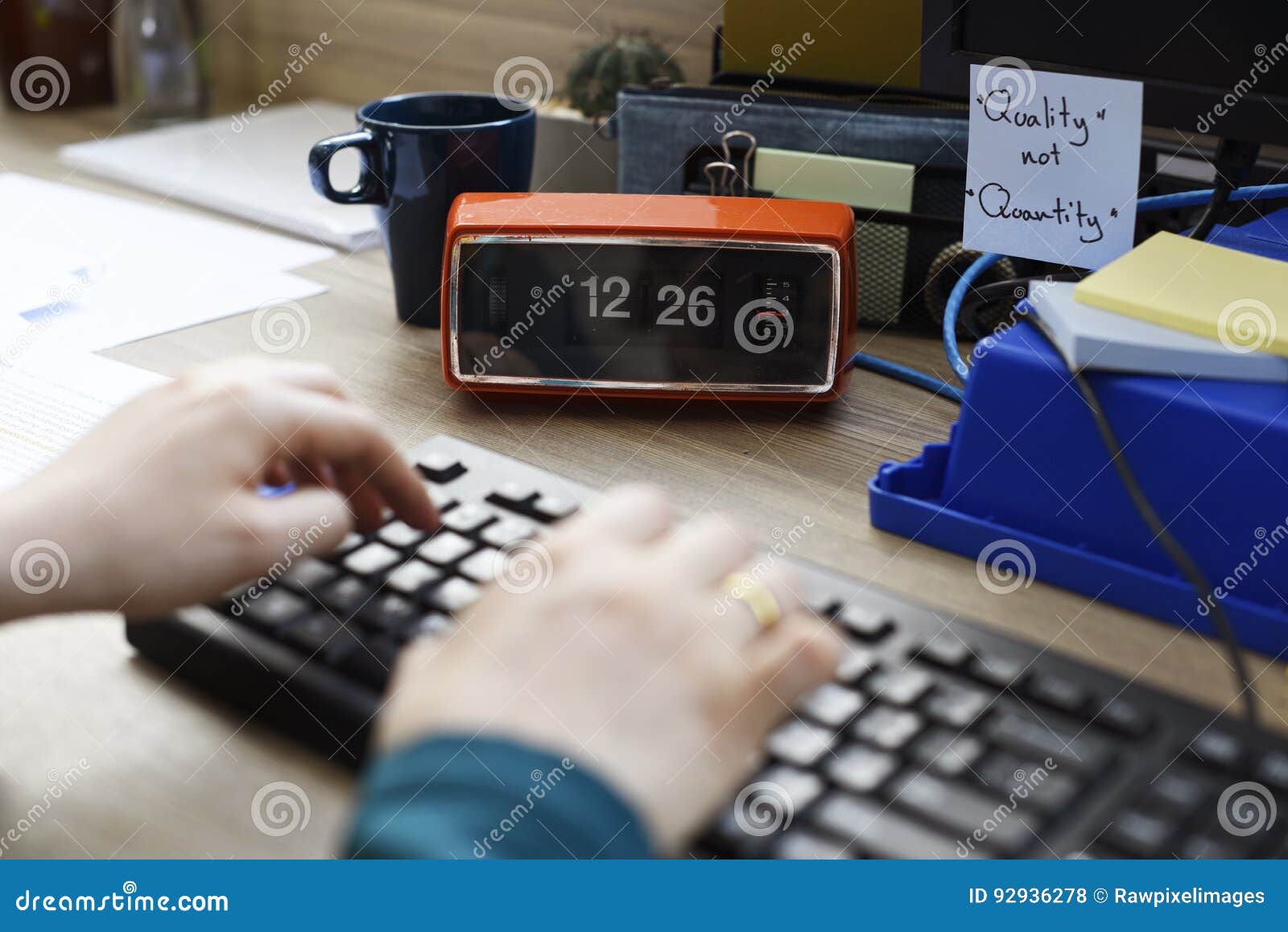 Woman Hands Typing on Keyboard Work Office Workplace Stock Photo ...