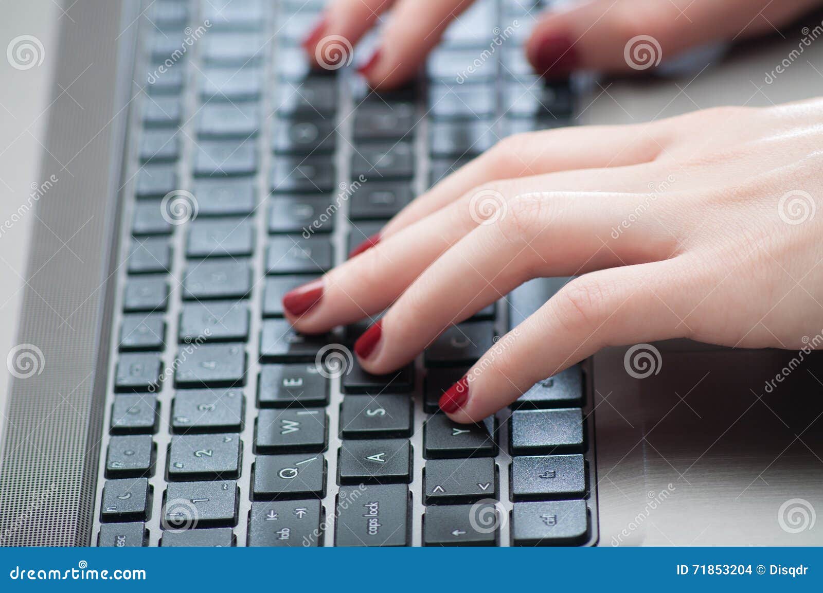Woman Hands Typing on Laptop Keyboard Stock Photo - Image of hand ...