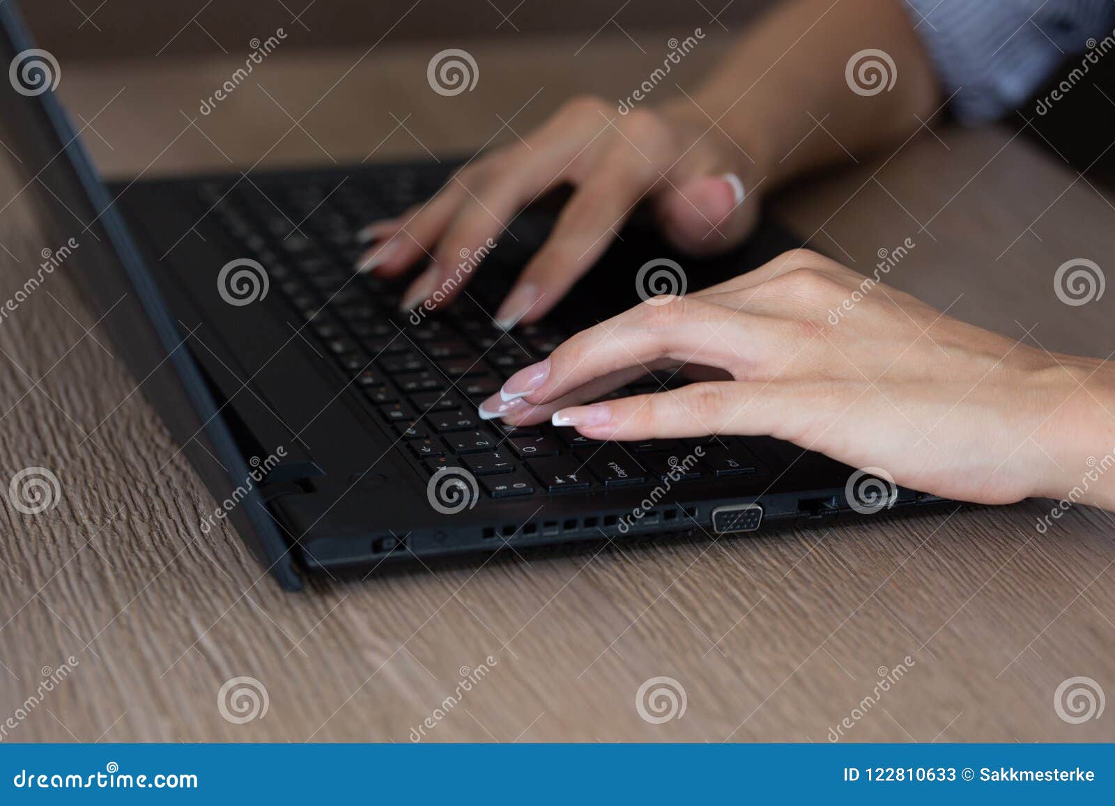 Woman Hands Typing on Tablet Closeup Stock Image - Image of wireless ...