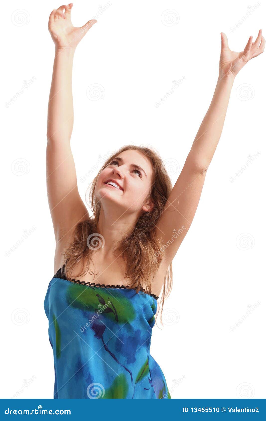 Woman with hands up stock photo. Image of pretty, dress - 13465510