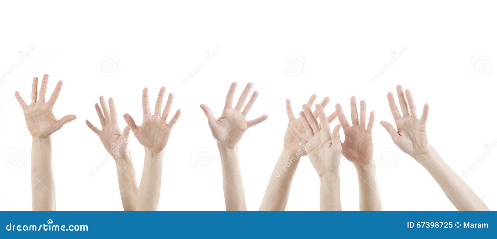 Woman hands up with white stock image. Image of lift - 67398725