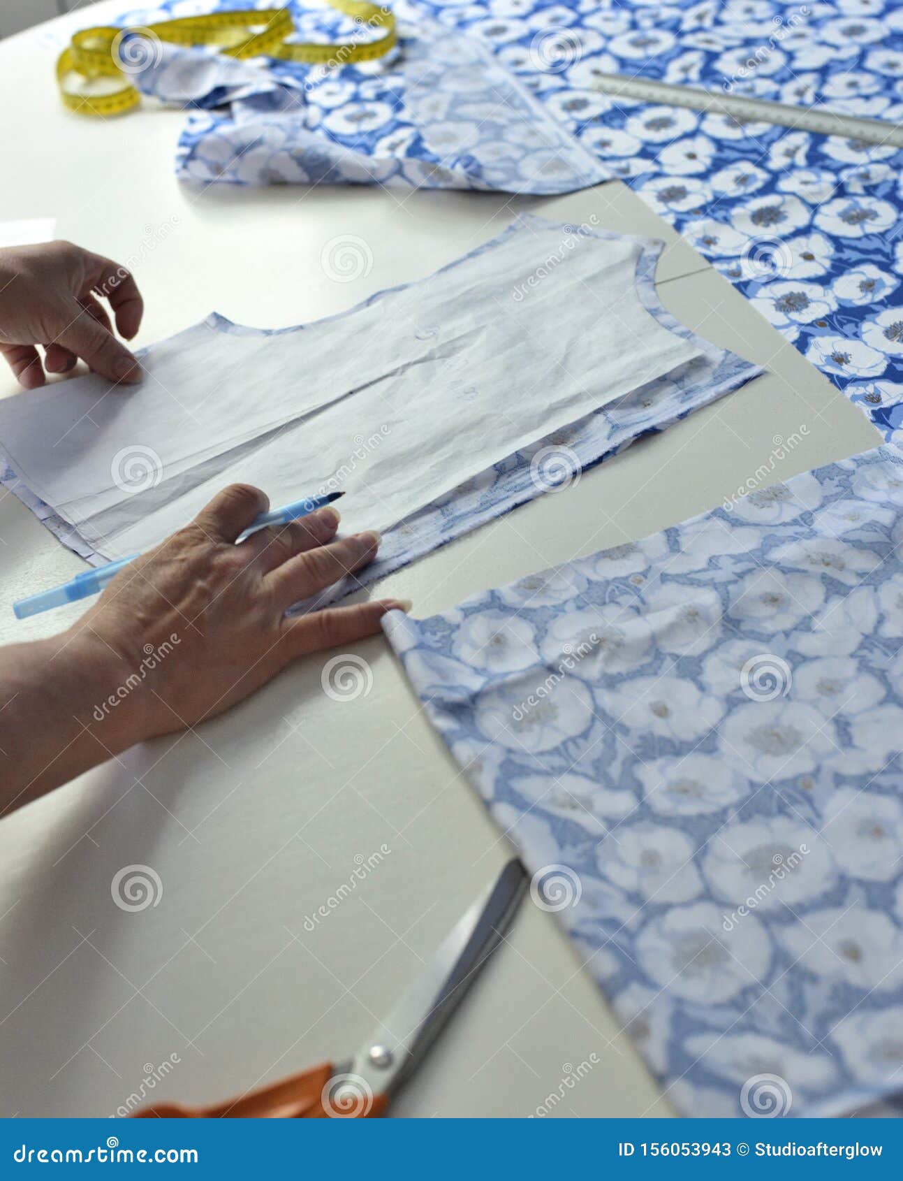 Work of Seamstress, Using Sewing Pattern Stock Image - Image of ...