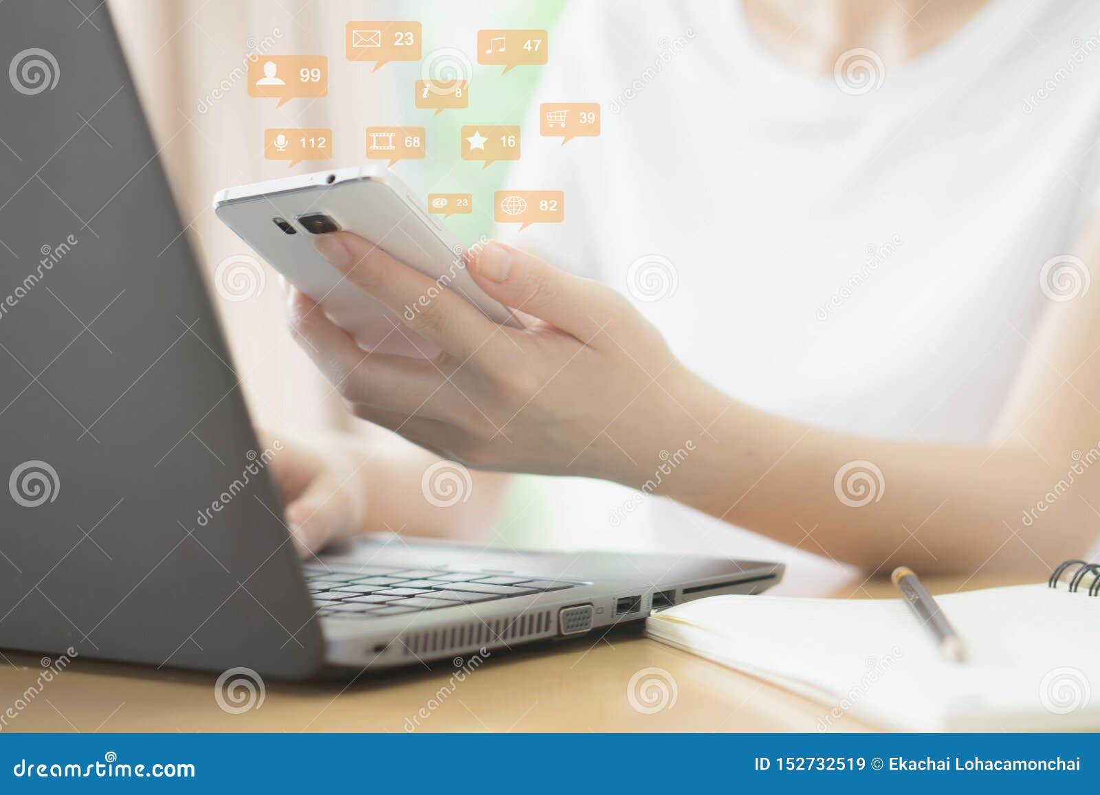 Woman Hands Using Social Network with Mobile, Social Media and ...