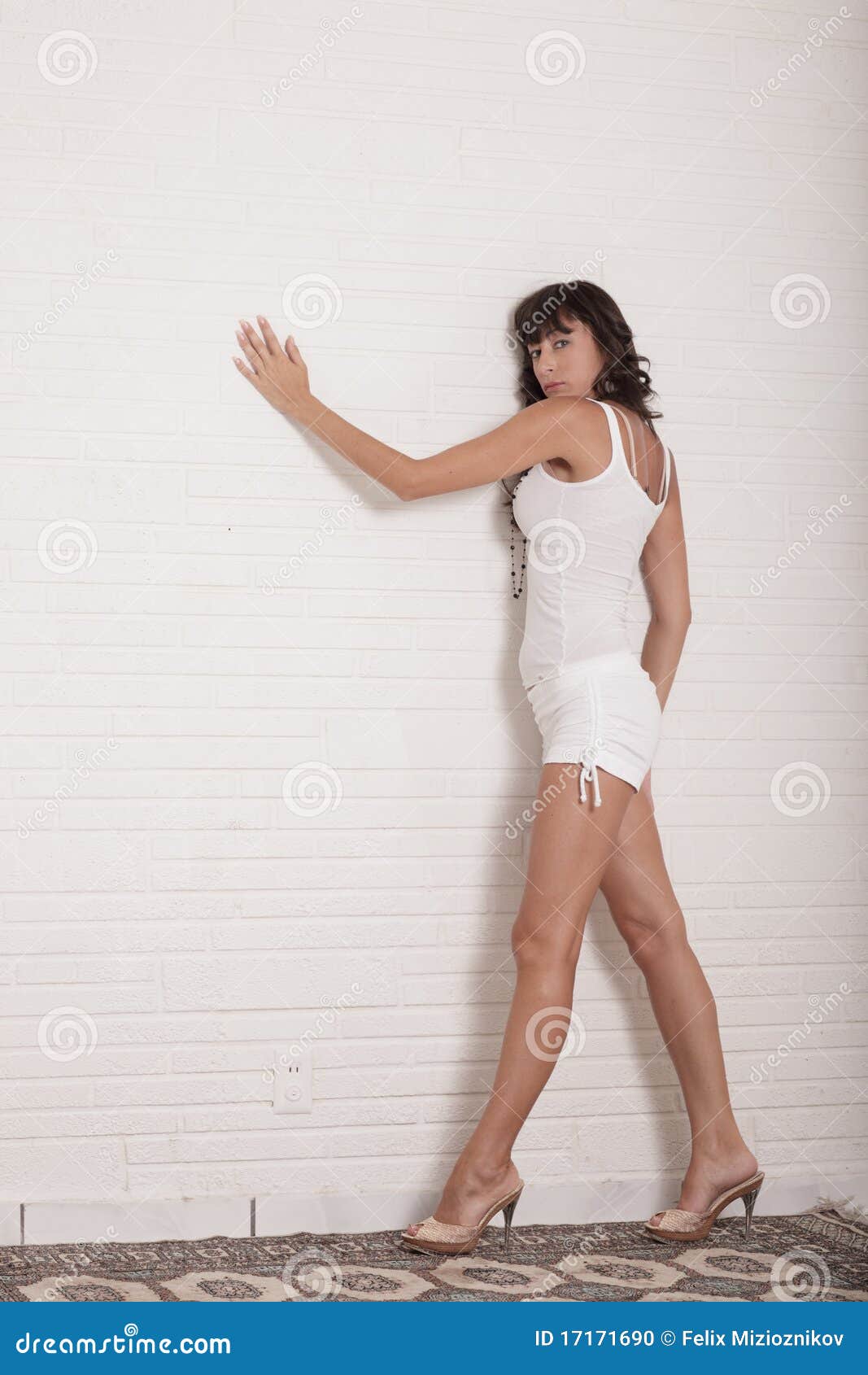 Woman with Hands on the Wall Stock Photo - Image of studio, hand: 17171690
