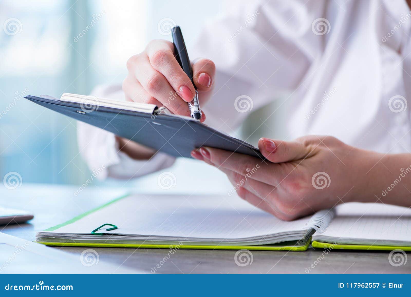 The Woman Hands Working on Computer at Desk Stock Image - Image of ...