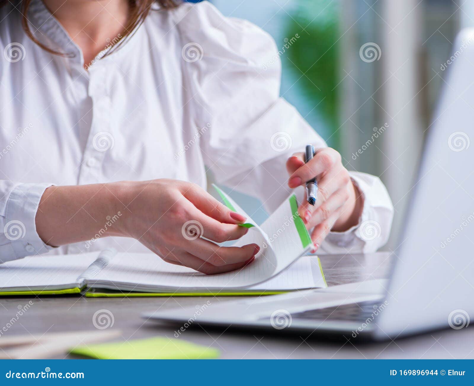Woman Hands Working on Computer at Desk Stock Photo - Image of notebook ...