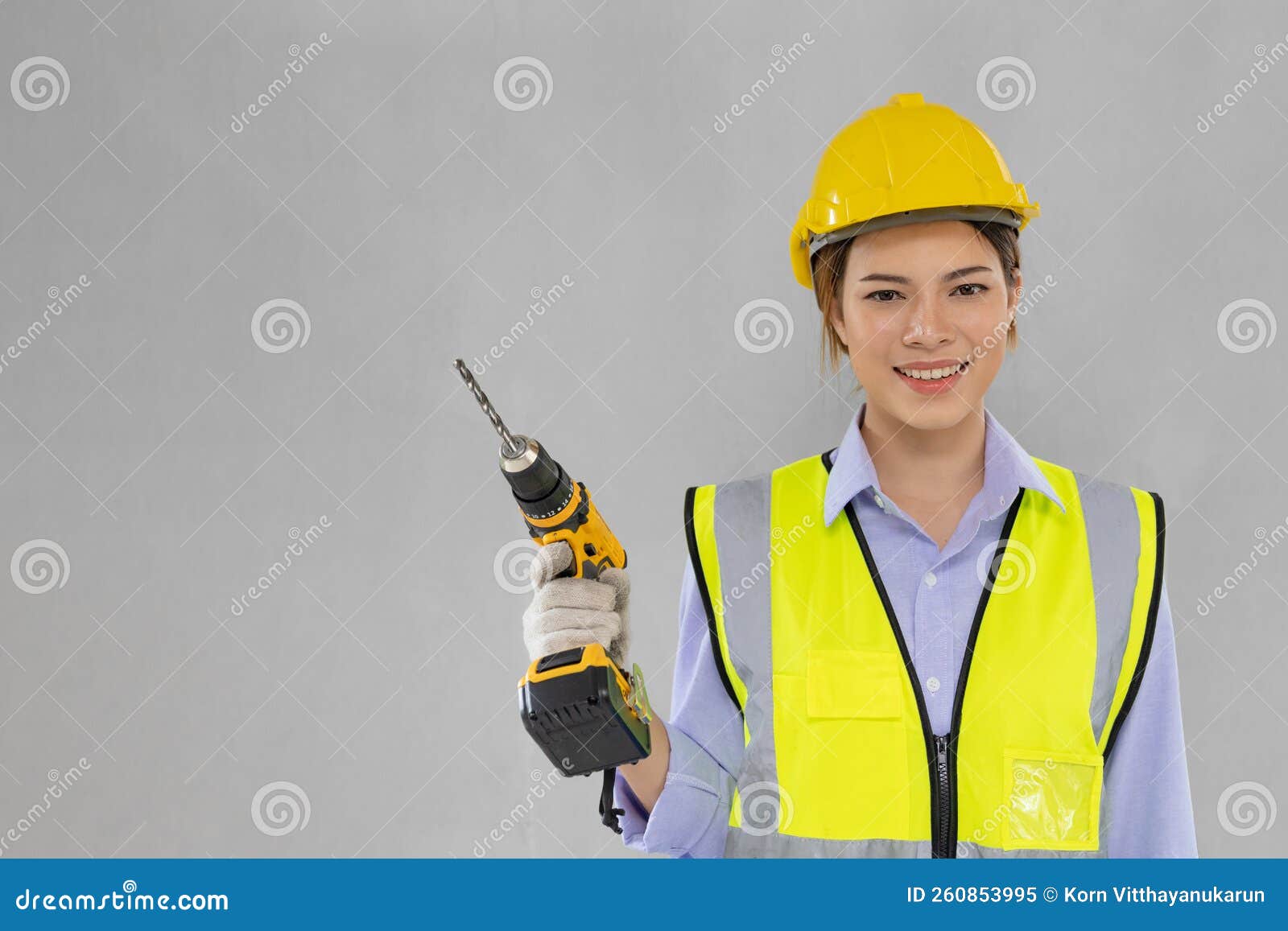 Woman Handyman Engineer Builder for Handle Drill Screwdriver for Home ...