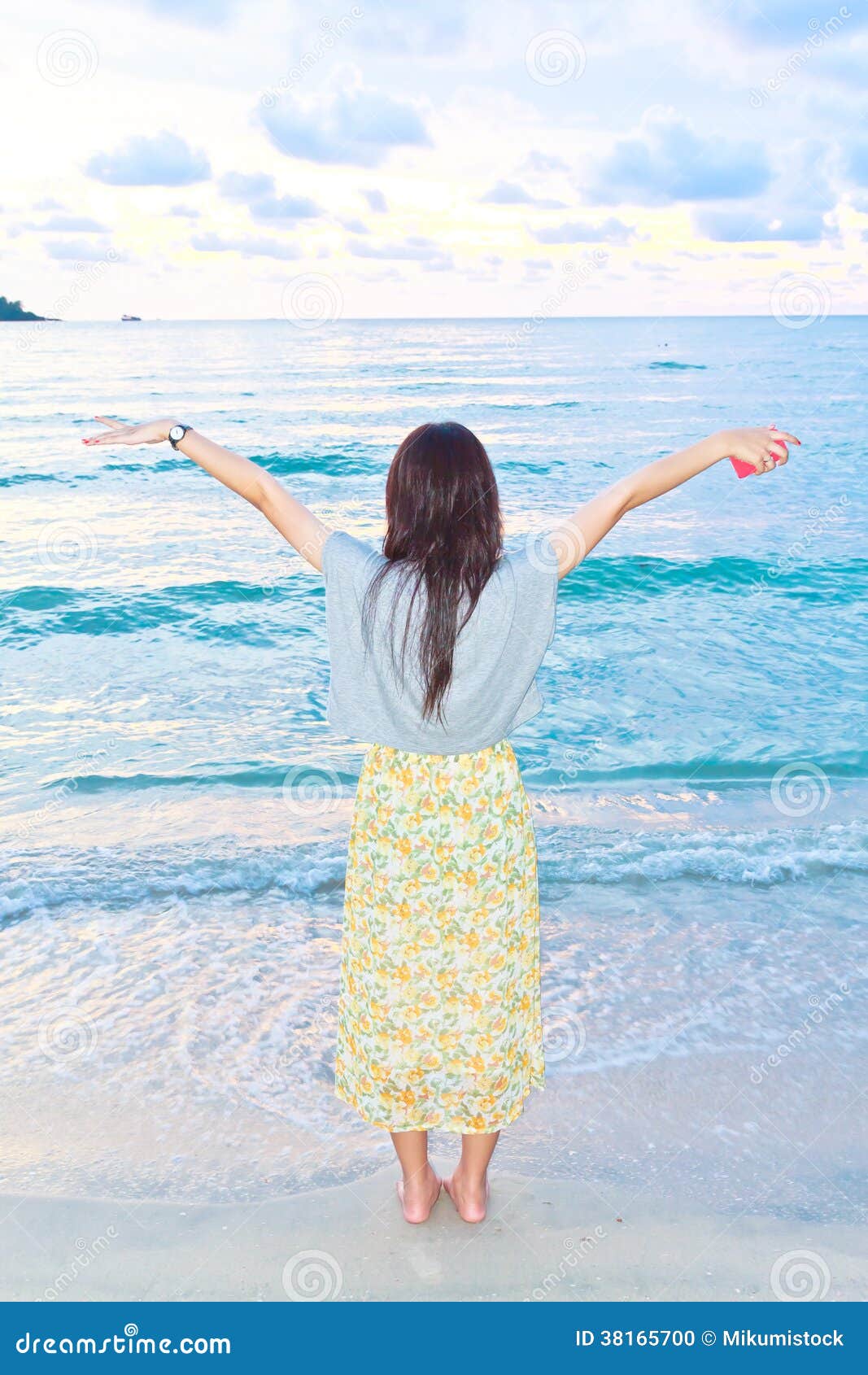 Woman happy on the beach stock photo. Image of girl, healthy - 38165700
