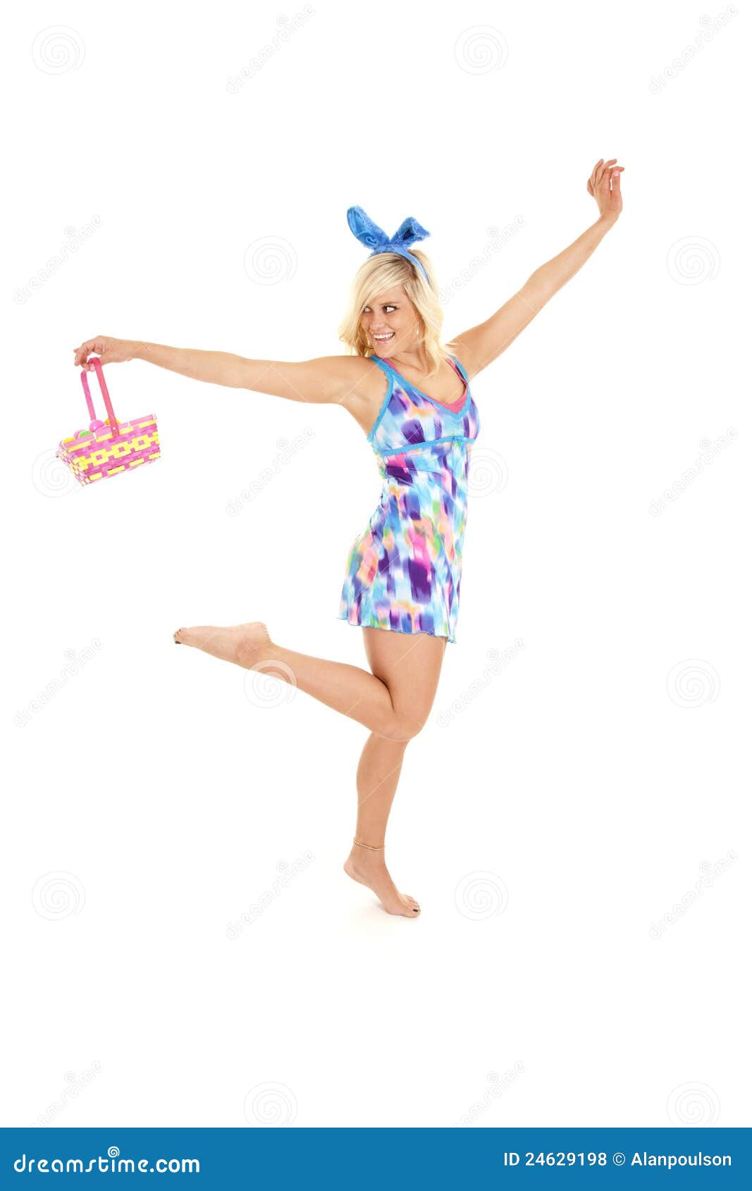 Woman happy easter stock photo. Image of basket, glamour - 24629198