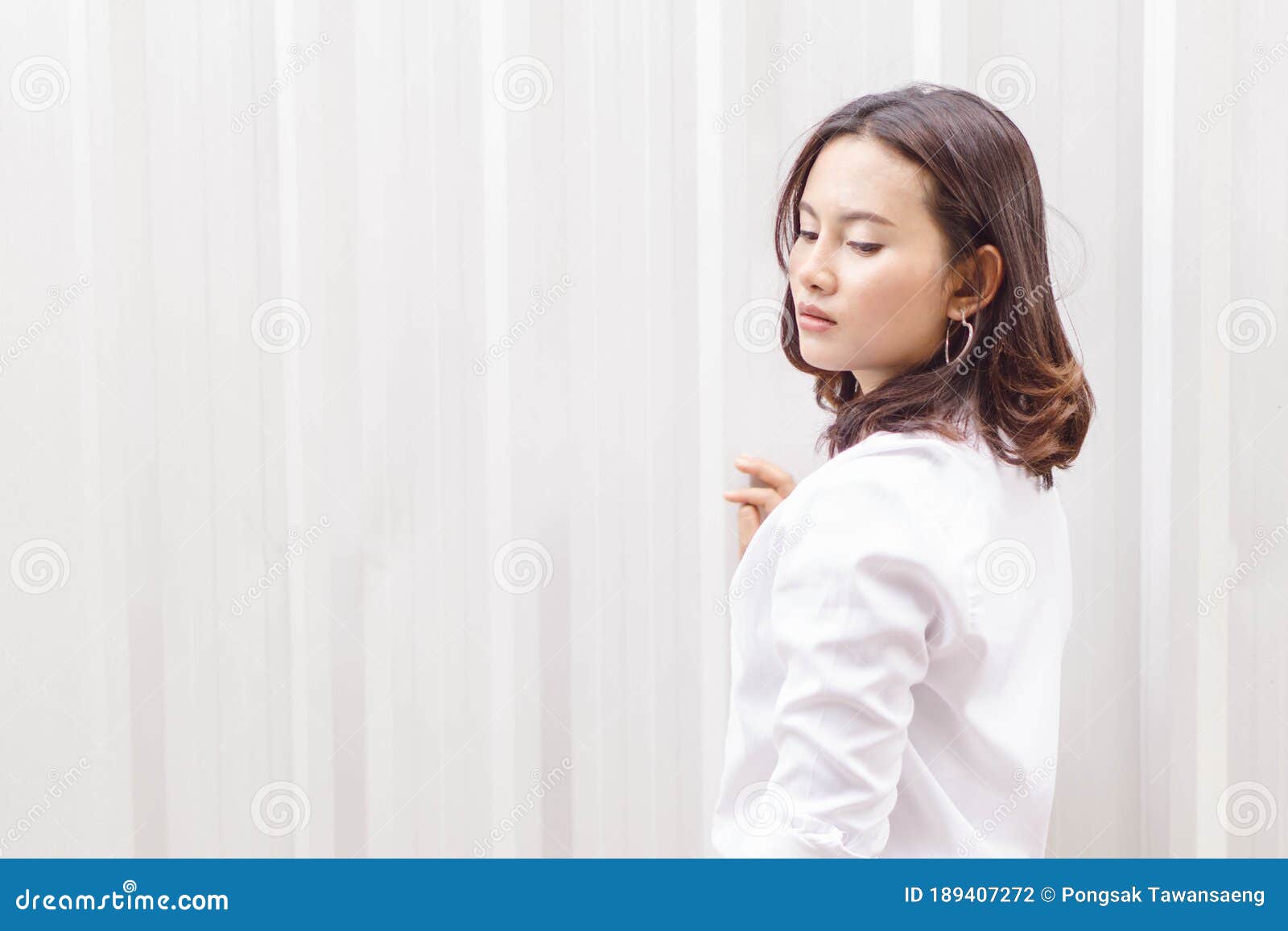 Woman Happy Feeling with White Background Stock Photo - Image of relax ...