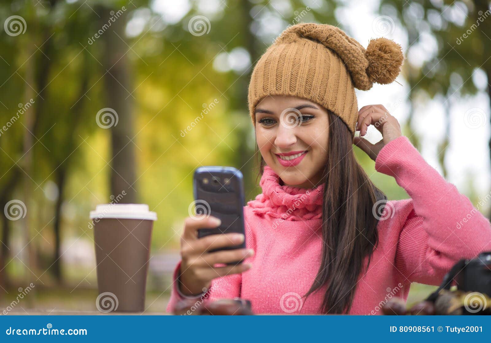 Woman Happy Girl Taking Self Picture Selfie With Smartphone Camera