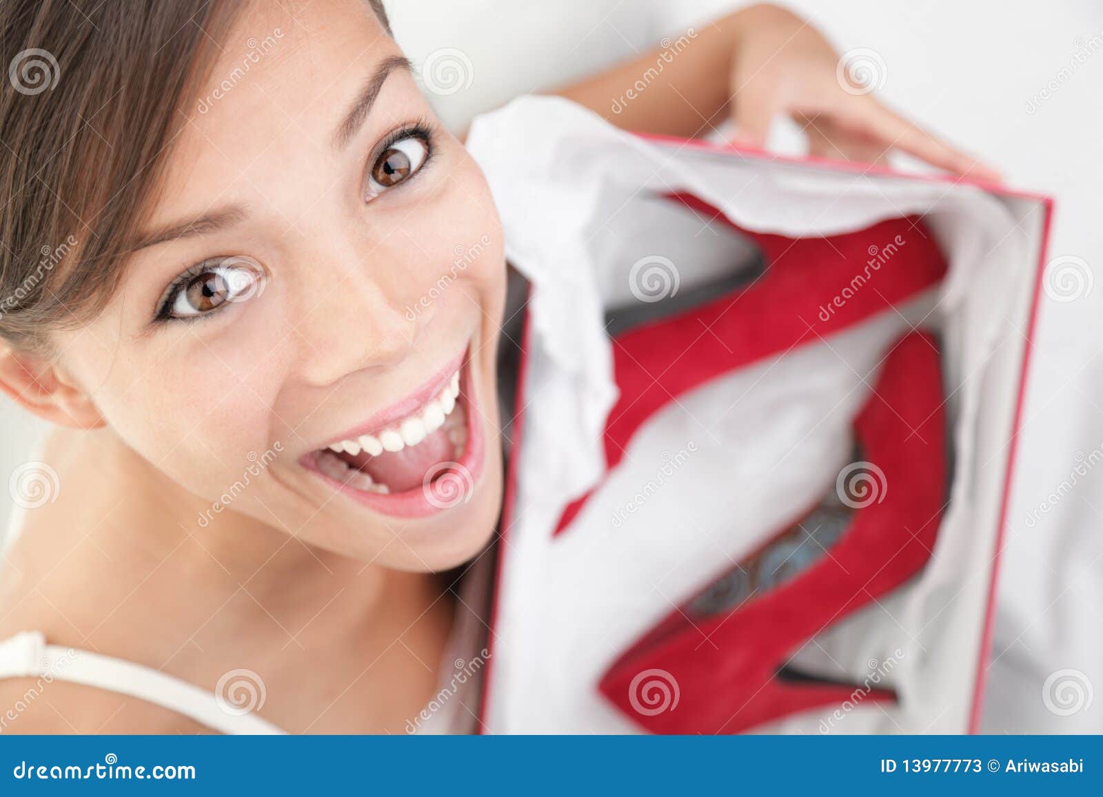 Woman Happy for Shoes As Gift Stock Image - Image of girl, cheerful ...