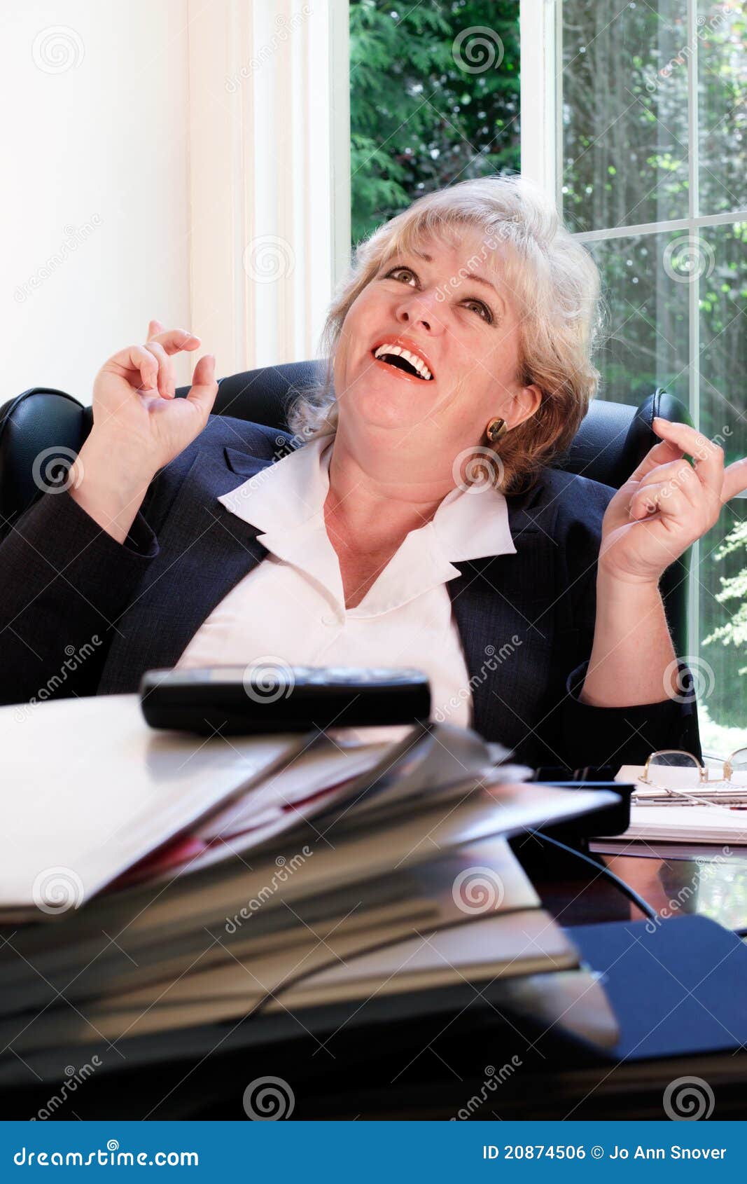 Woman happy at work stock photo. Image of file, happy - 20874506