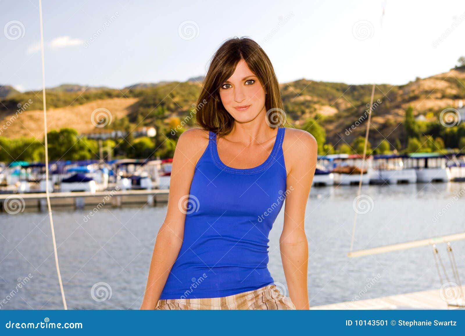 Woman at a harbor stock image. Image of harbour, pretty - 10143501