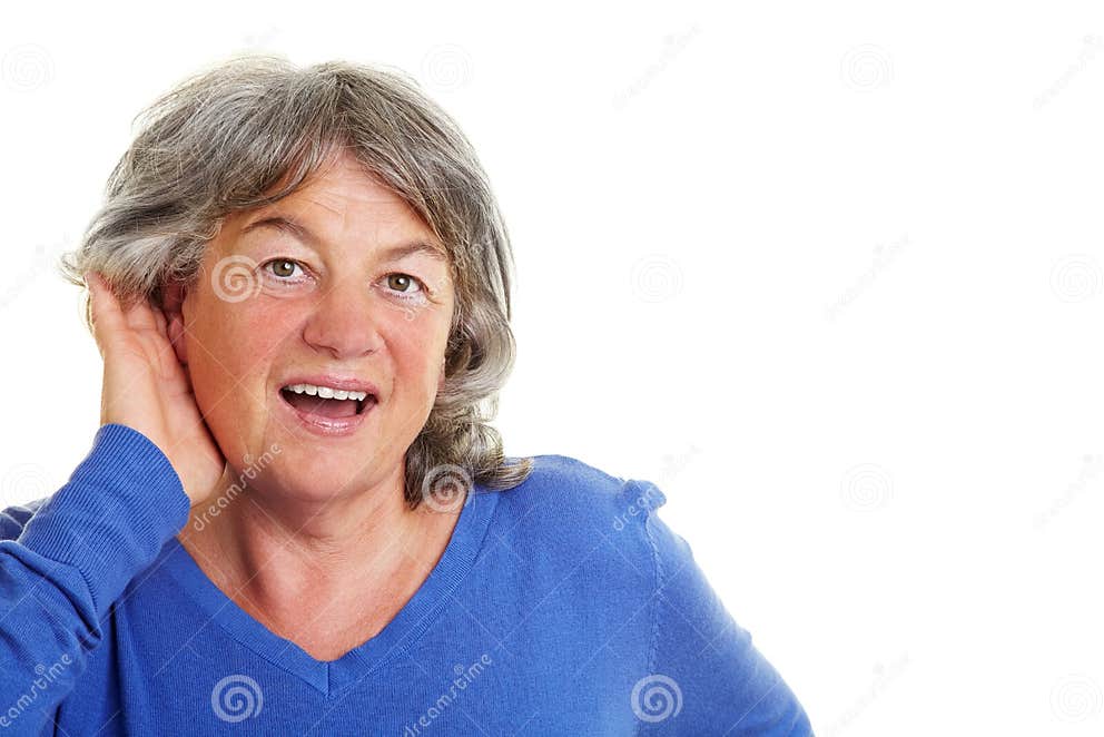 Woman with Hardness of Hearing Stock Image - Image of head, curiosity ...