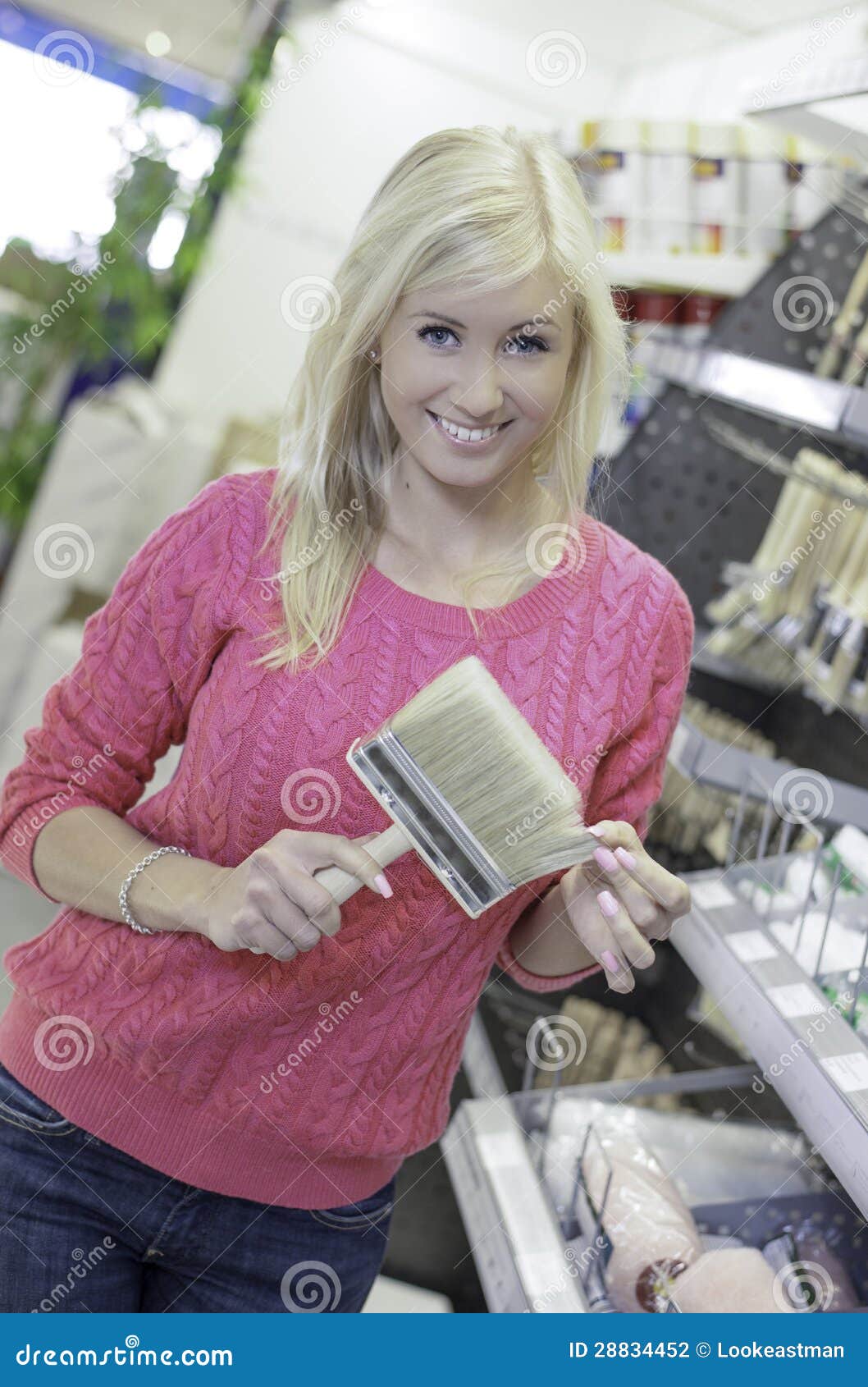 Woman in hardware store stock photo. Image of customer - 28834452