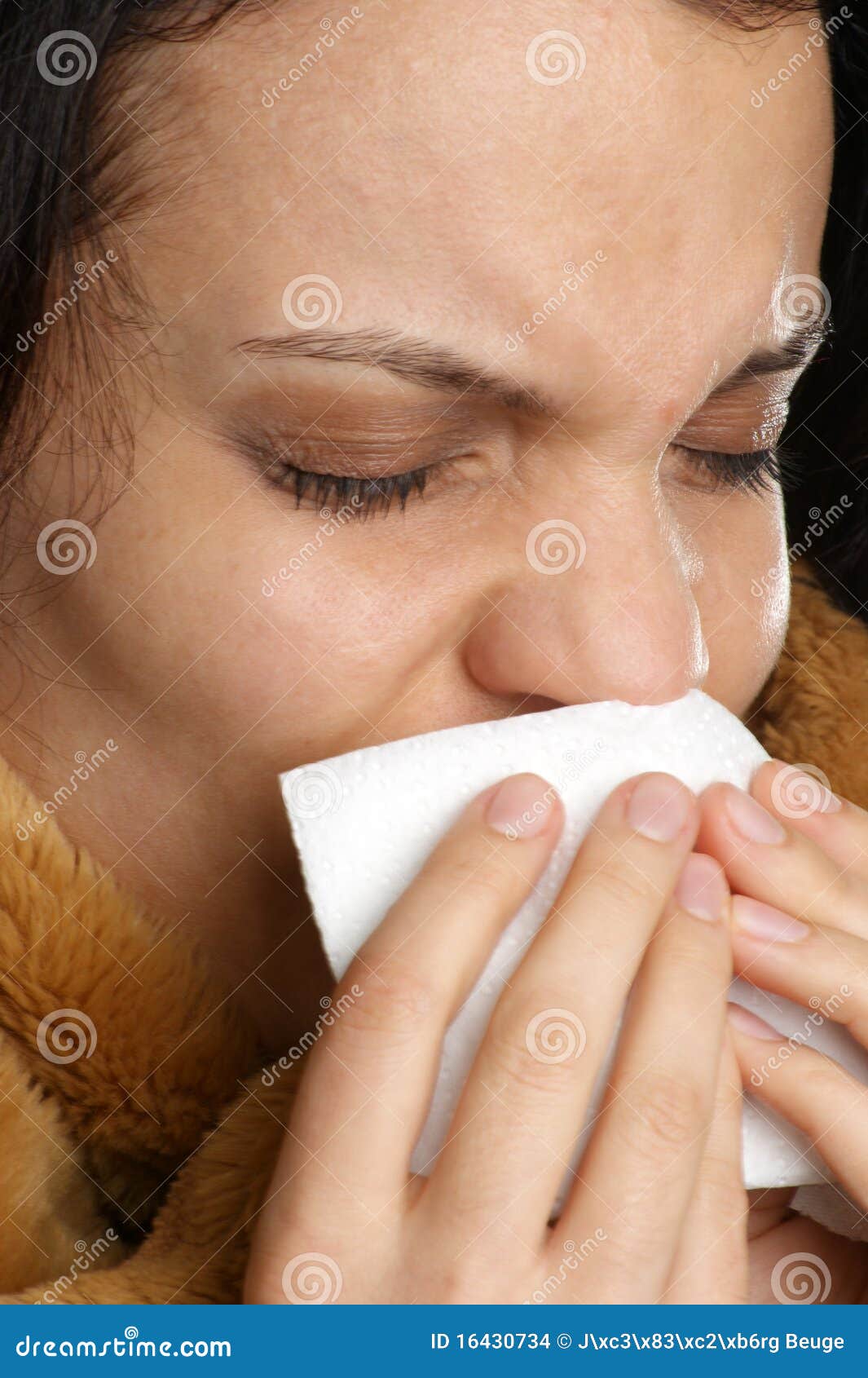 Woman Has a Cold and One Tissue Stock Photo - Image of people, person ...