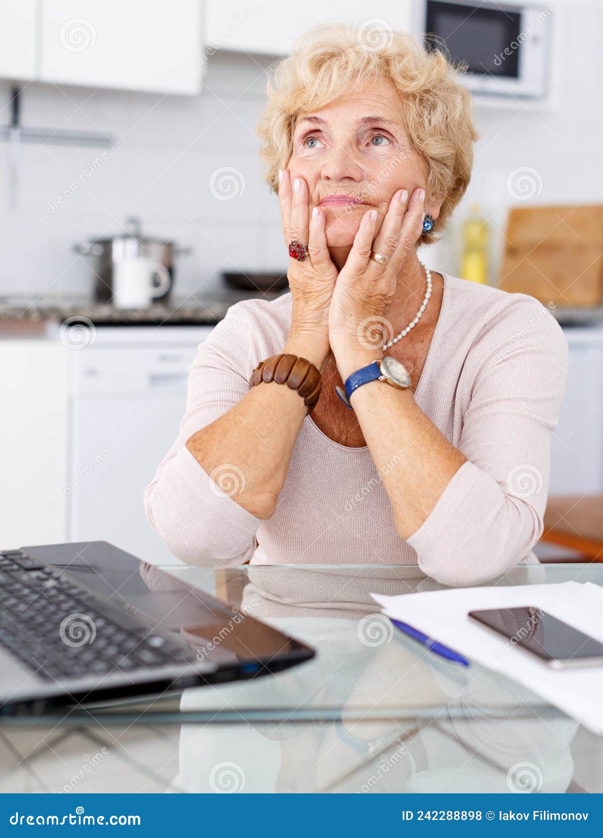 Woman Has Difficulties Using Computer Stock Photo - Image of elderly ...