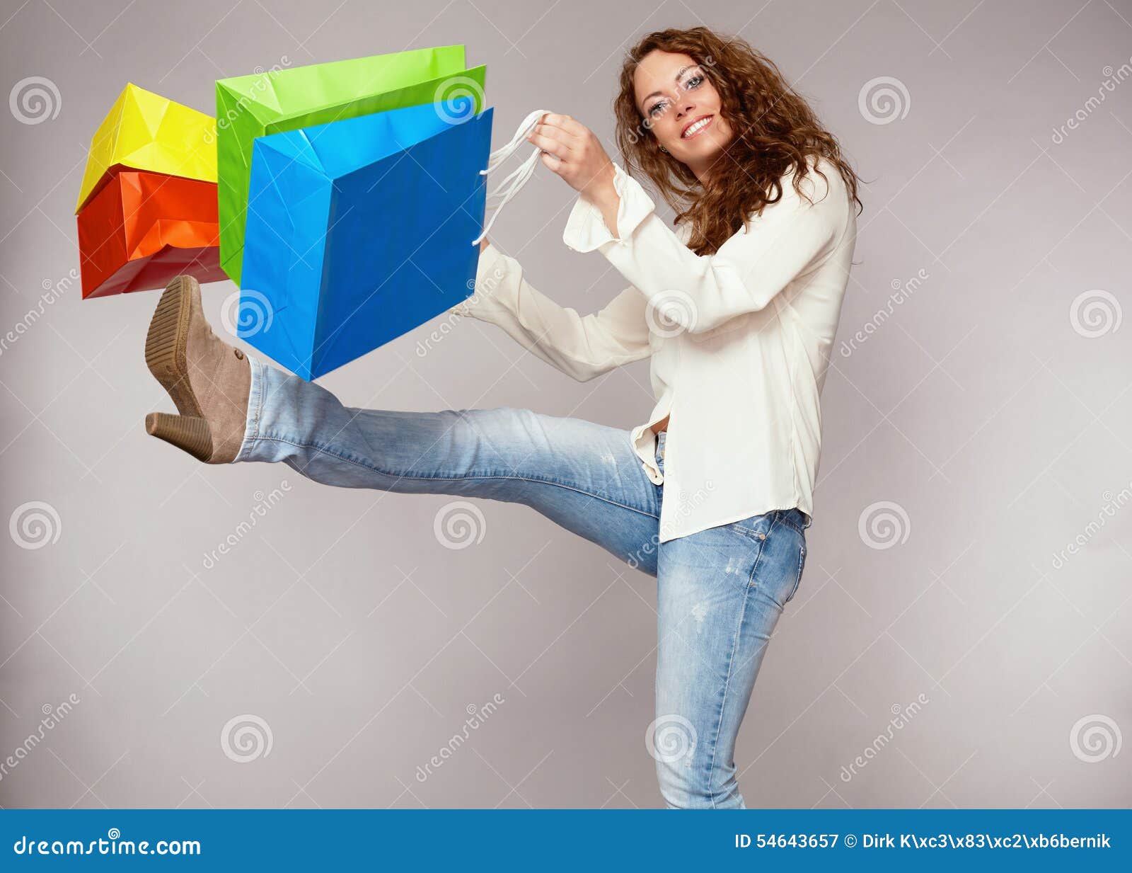 Woman Has Fun on Spending Spree Stock Image - Image of summer, laugh ...