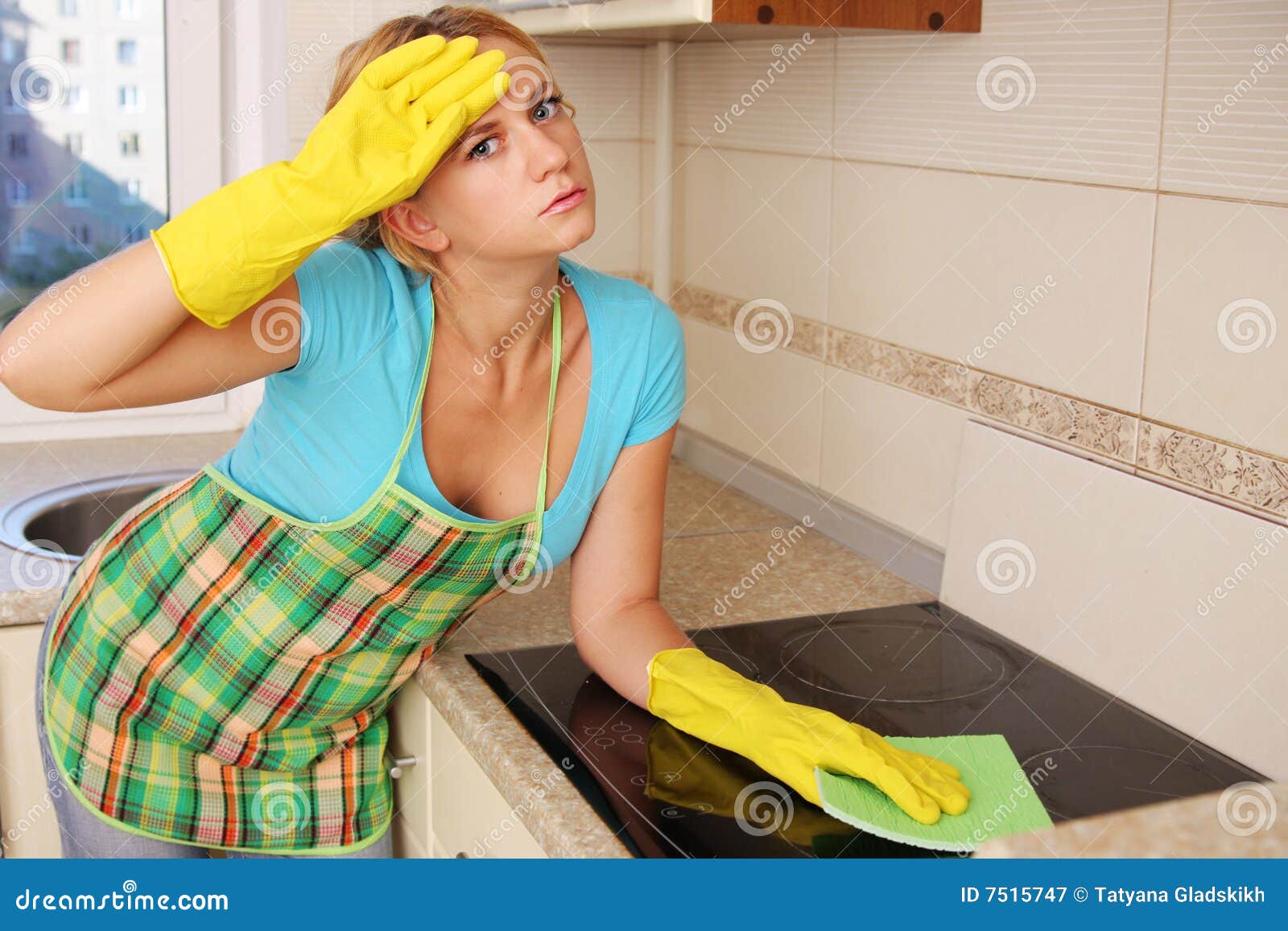 Woman Has Got Tired of House Affairs Stock Image - Image of clean ...