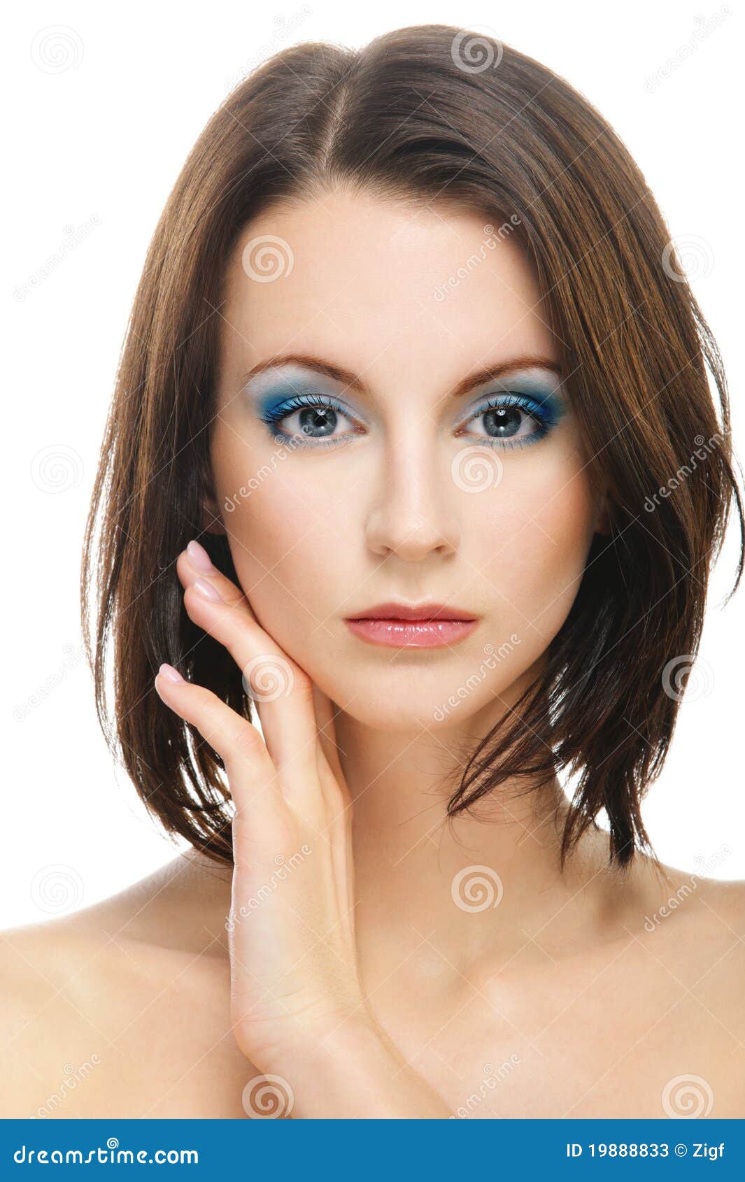 Woman Has Put To Cheek Back Part Stock Image - Image of hand ...