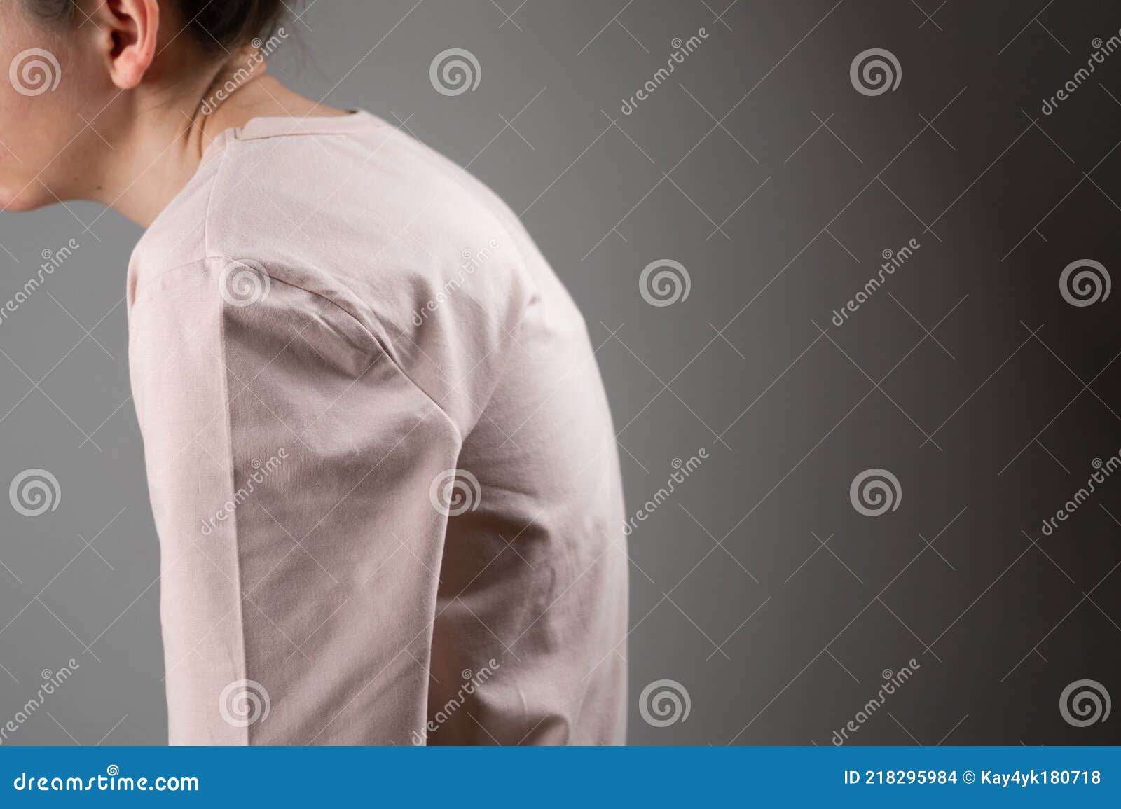 The Woman Has a Stooped Posture Stock Photo - Image of anxiety, hand ...