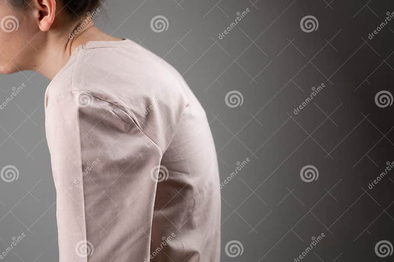 The Woman Has a Stooped Posture Stock Photo - Image of anxiety, hand ...