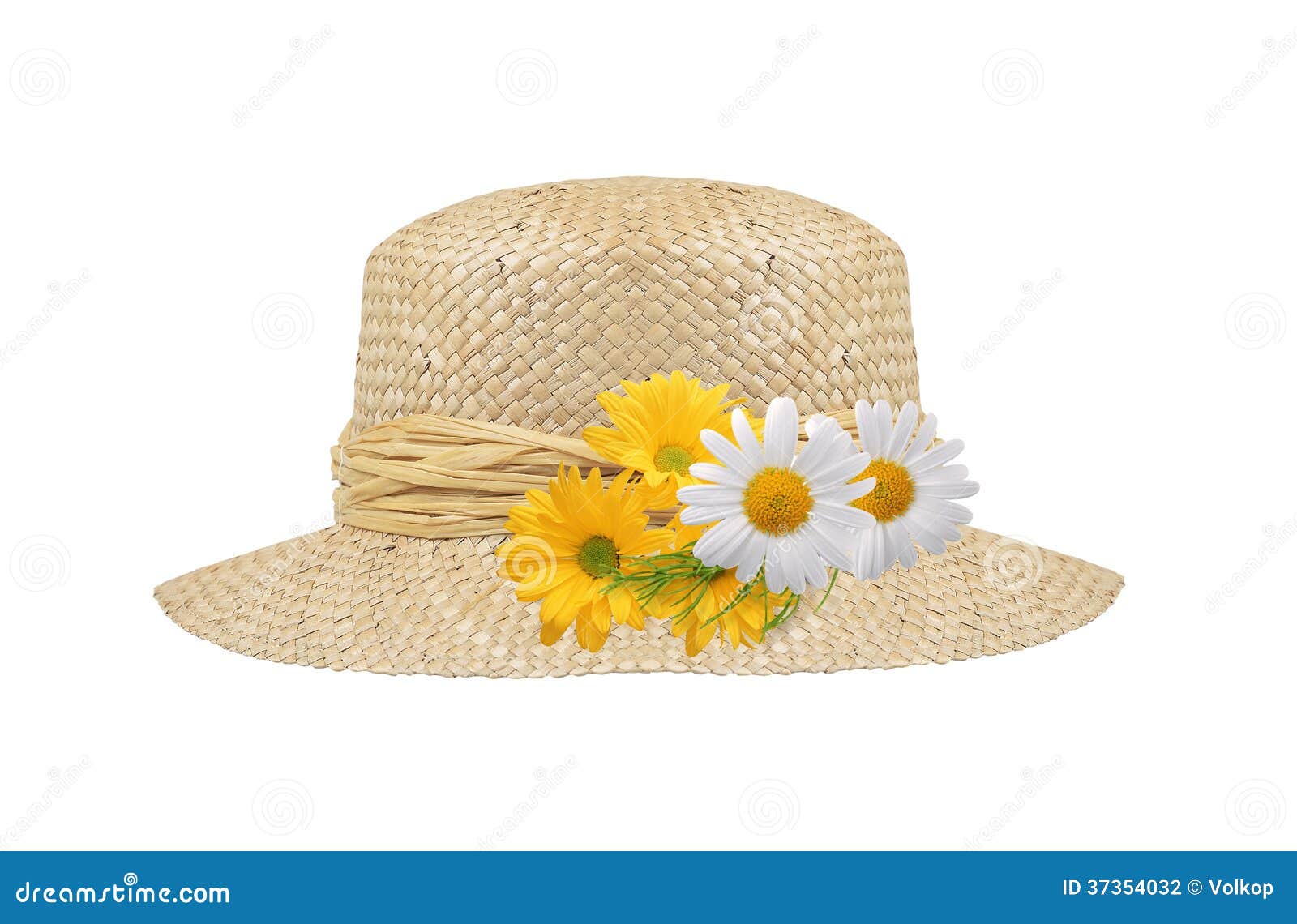 Woman Hat with Flowers Isolated Stock Photo - Image of yellow ...