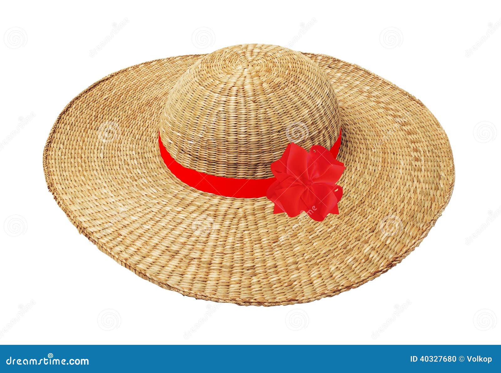 Woman Hat with Red Ribbon and Bow Isolated on White Stock Photo - Image ...
