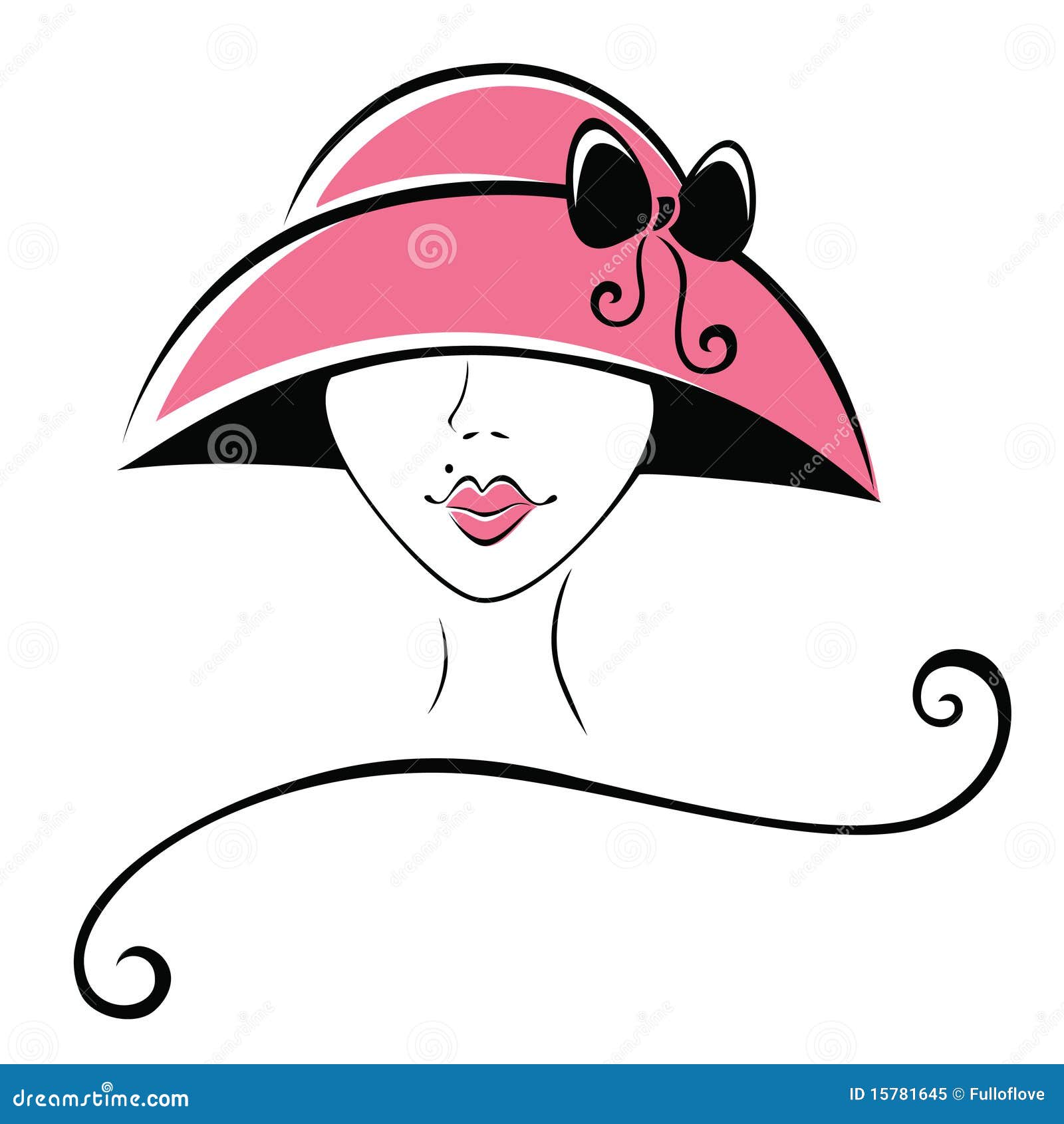 Woman in a Hat with Ribbon stock vector. Illustration of girl - 15781645
