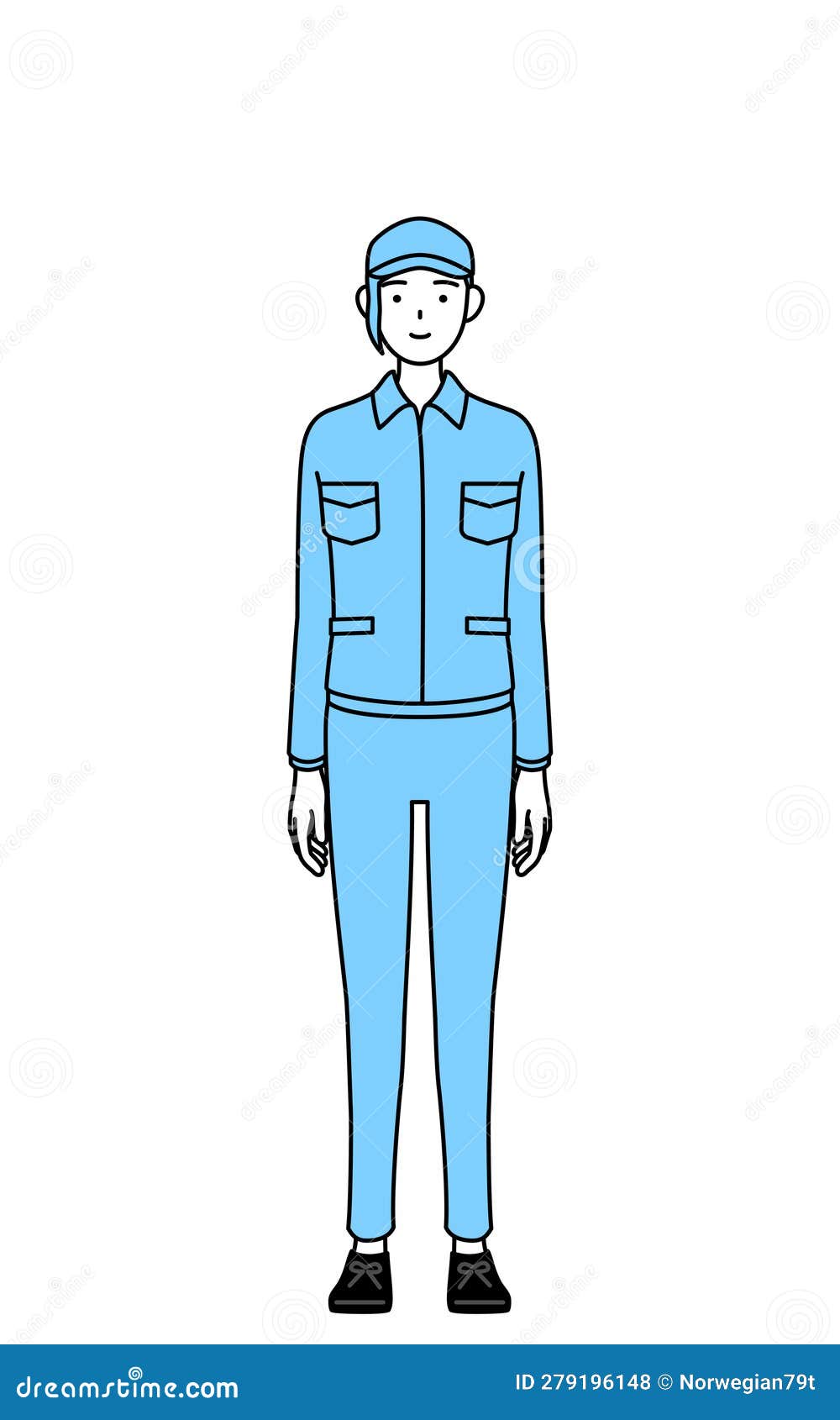 Woman in Hat and Work Clothes with a Smile Facing Forward Stock Vector ...