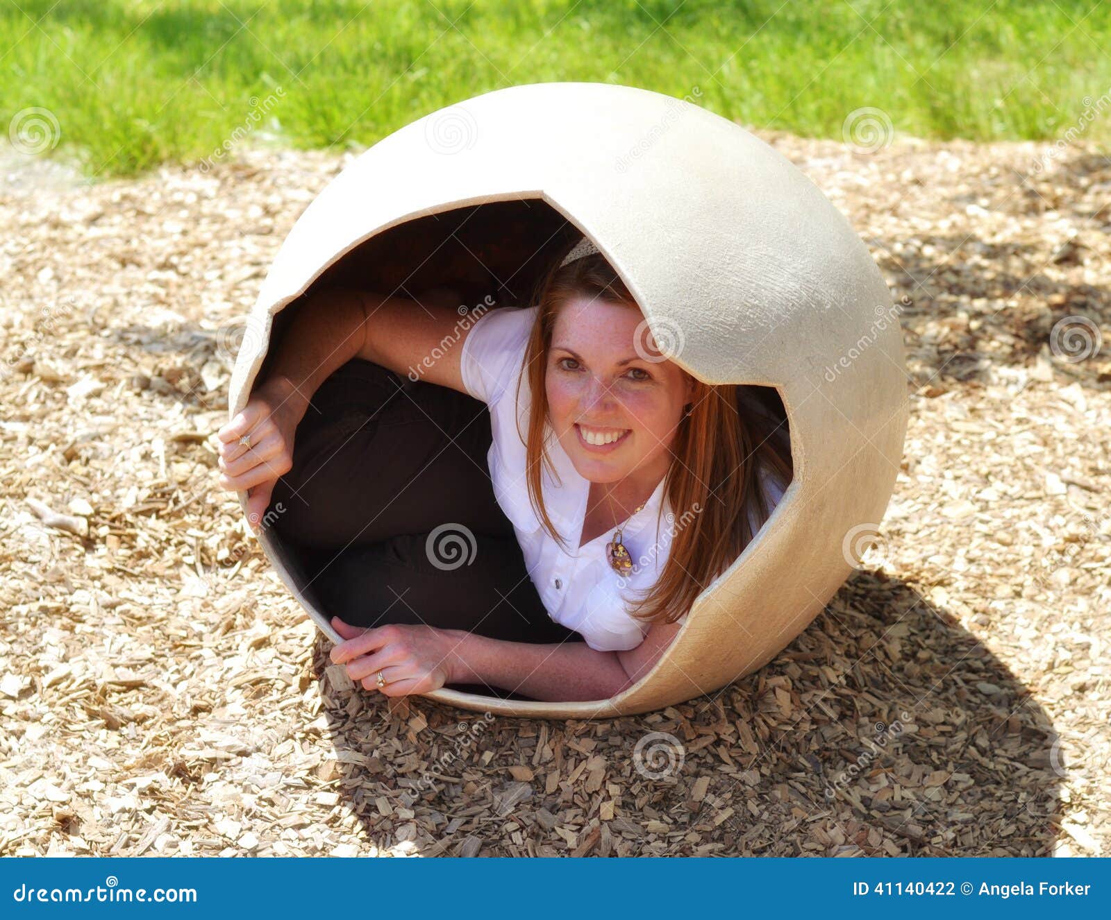 Woman Hatching Out of Large Egg Stock Photo - Image of closeup, smile ...