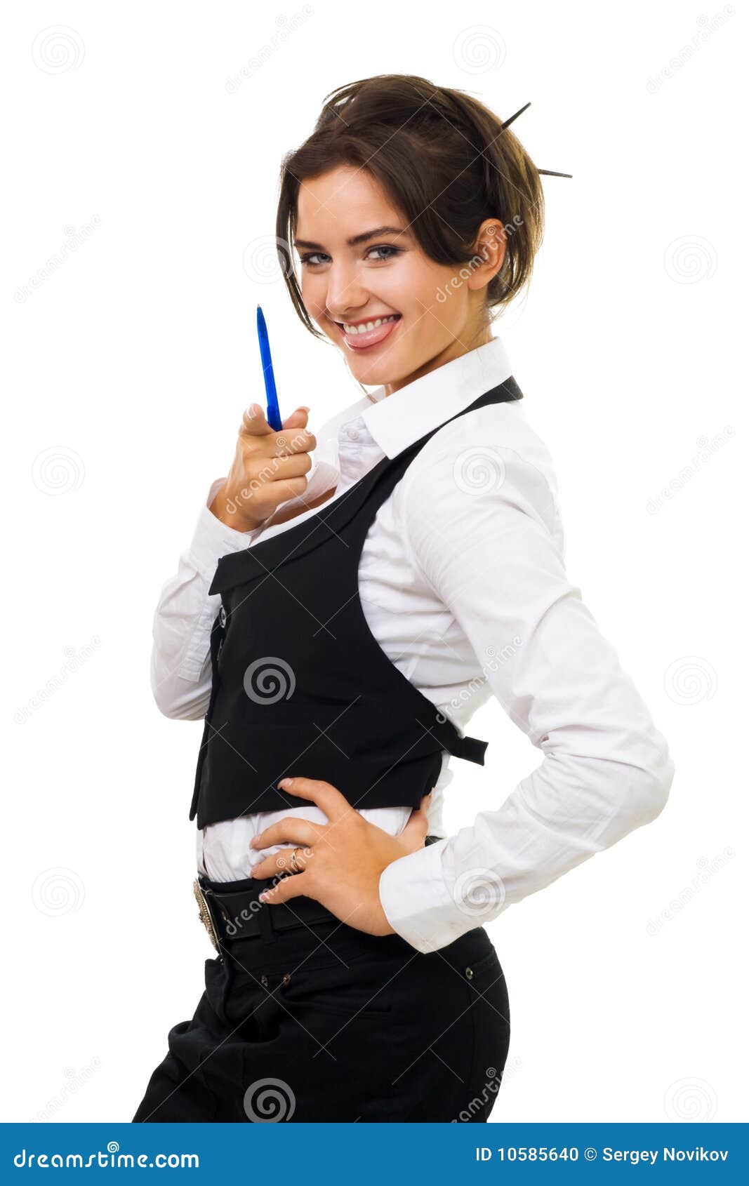 Woman have fun at work stock photo. Image of demonstrate - 10585640