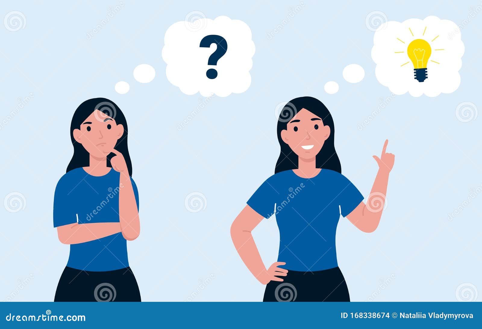 Woman Have a Question and Solution Stock Vector - Illustration of ...