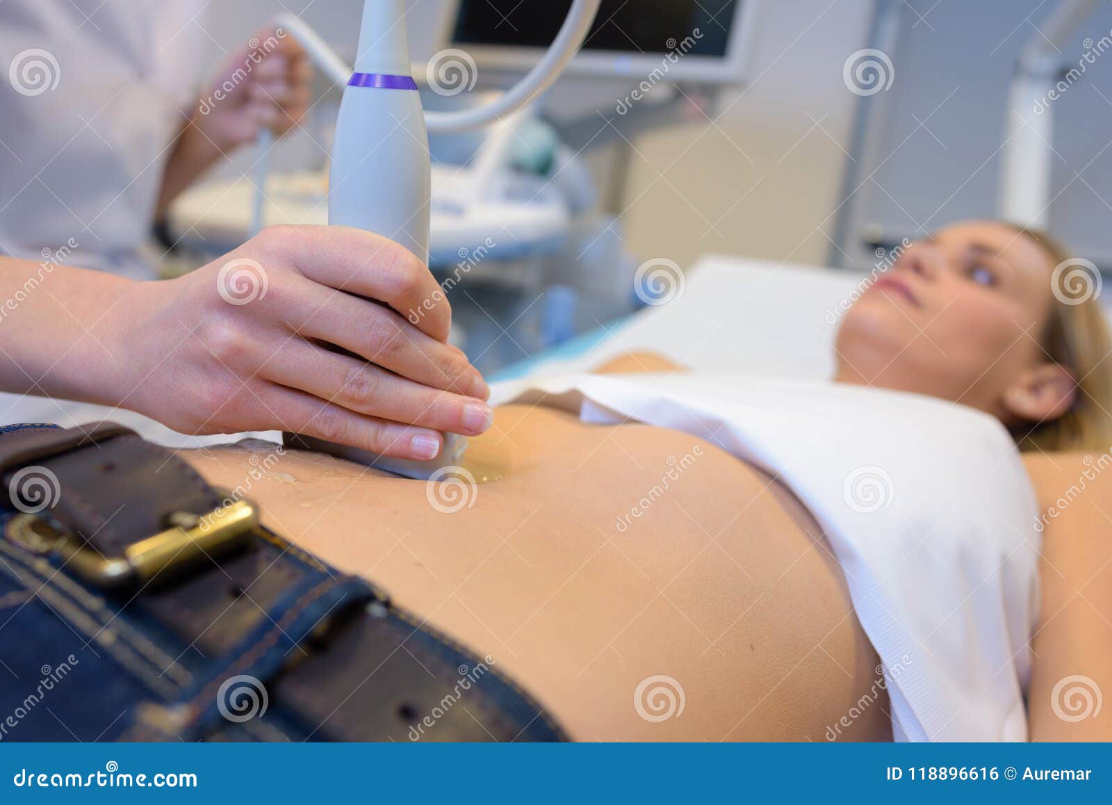 Woman Having Abdominal Scan Stock Photo - Image of tomography, medical ...